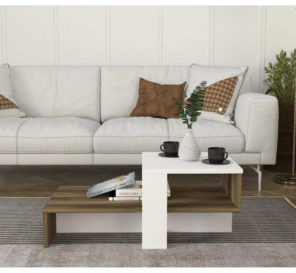 Konferenční stolek Chain White and Walnut