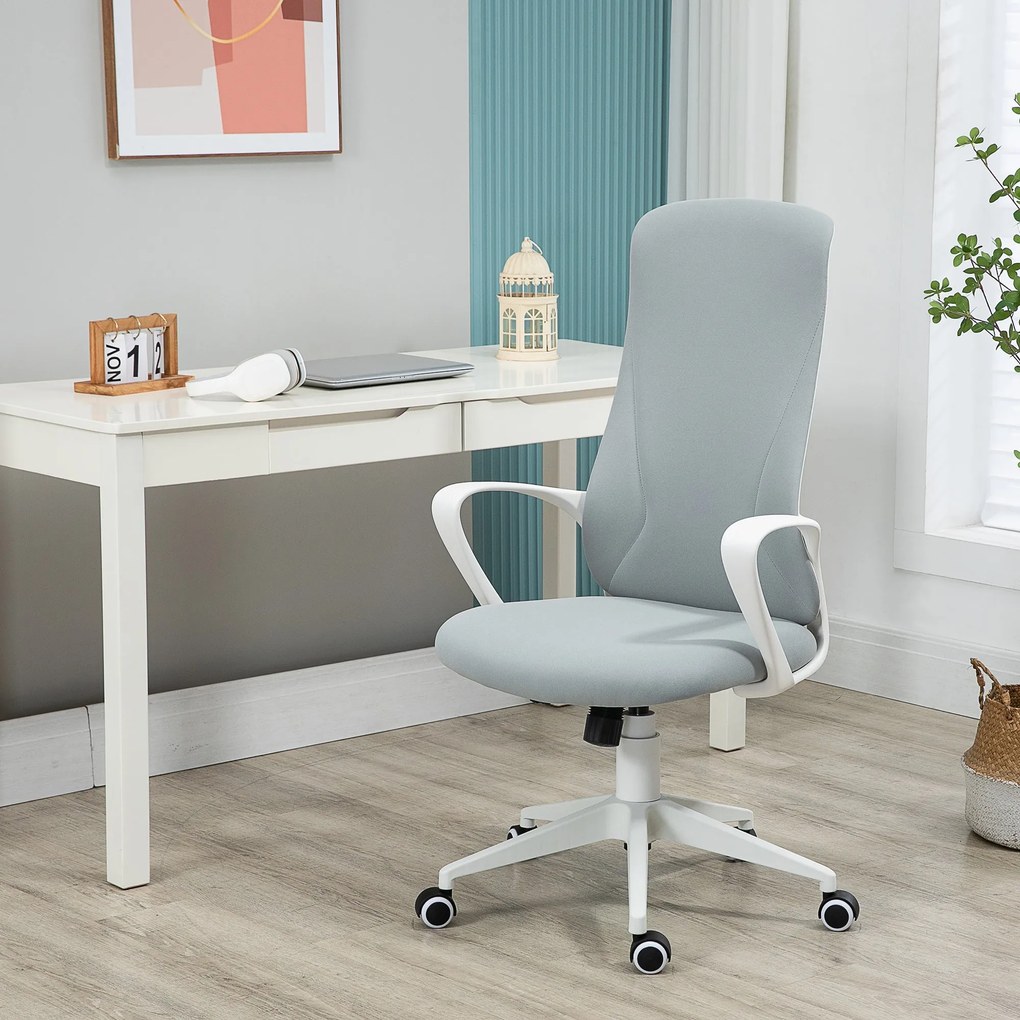 Kancelářská židle Vinsetto s funkcí naklápění, výškově nastavitelná, ergonomická počítačová židle, otočná PC židle pro domácí kancelář, pružná látka,…