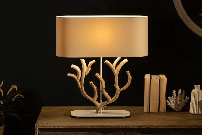 Stolní lampa korál 58cm béžové dřevo / 40403