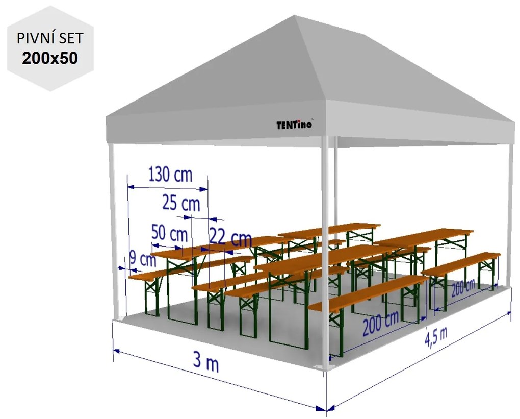 NŮŽKOVÝ PARTY STAN 3x4,5 m TENTino BIG HEXAGON Barva: 13A - SVĚTLE ZELENÁ