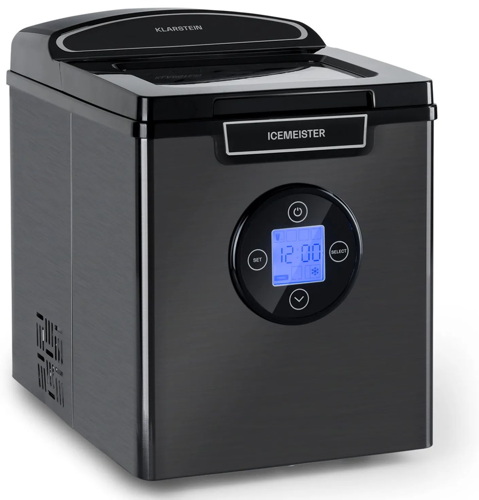 Klarstein Icemeister 2G, výrobník ledu, 12 kg/24 h, LCD displej, nerezová ocel
