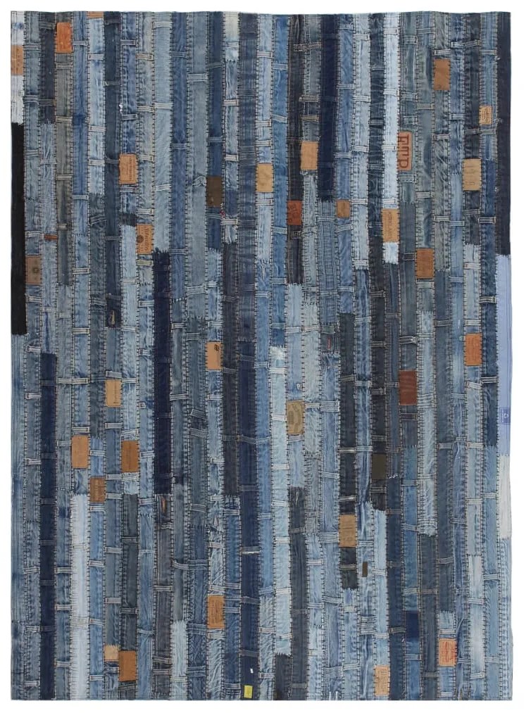 132630 vidaXL Koberec patchwork z džínových pasů 160 x 230 cm riflová modrá