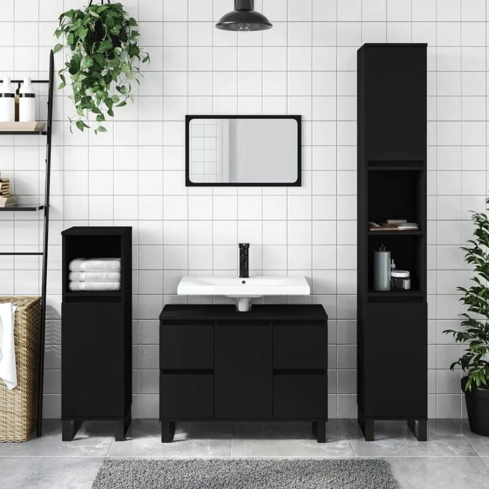 Petromila Koupelnová skříňka černá 30 x 30 x 100 cm kompozitní dřevo