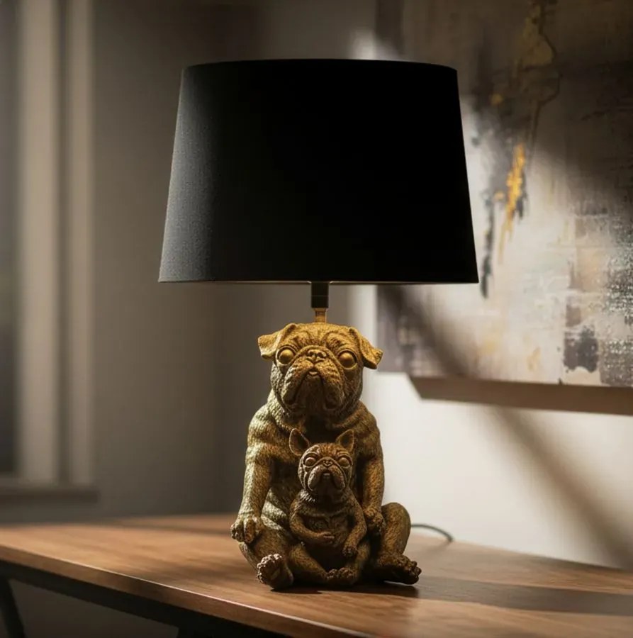 Stolní lampa Dog 43,8 cm černo-zlatá