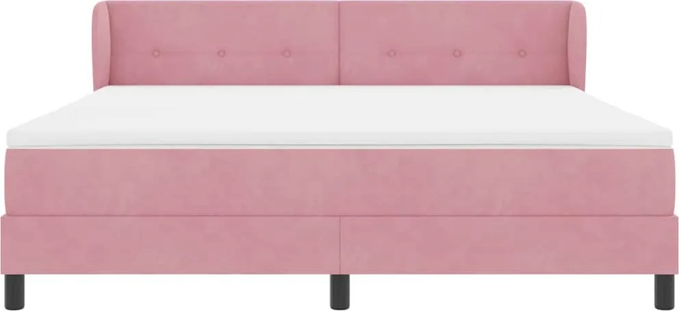 Postel s boxspringem s čelo Růžová 180 x 200 cm samet 3340405