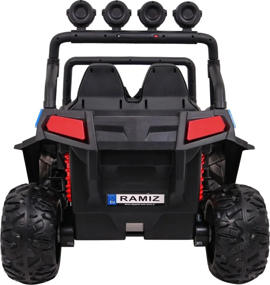 Ramiz Terénní bugina pro děti modrá + pohon 4x4 + dálkové ovládání + nosič zavazadel + rádio MP3 + LED