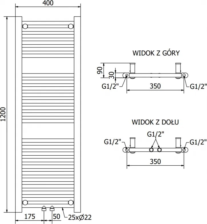 Mexen Mars, elektrické topné těleso 1200 x 400 mm, 400 W, černá, W110-1200-400-6400-70