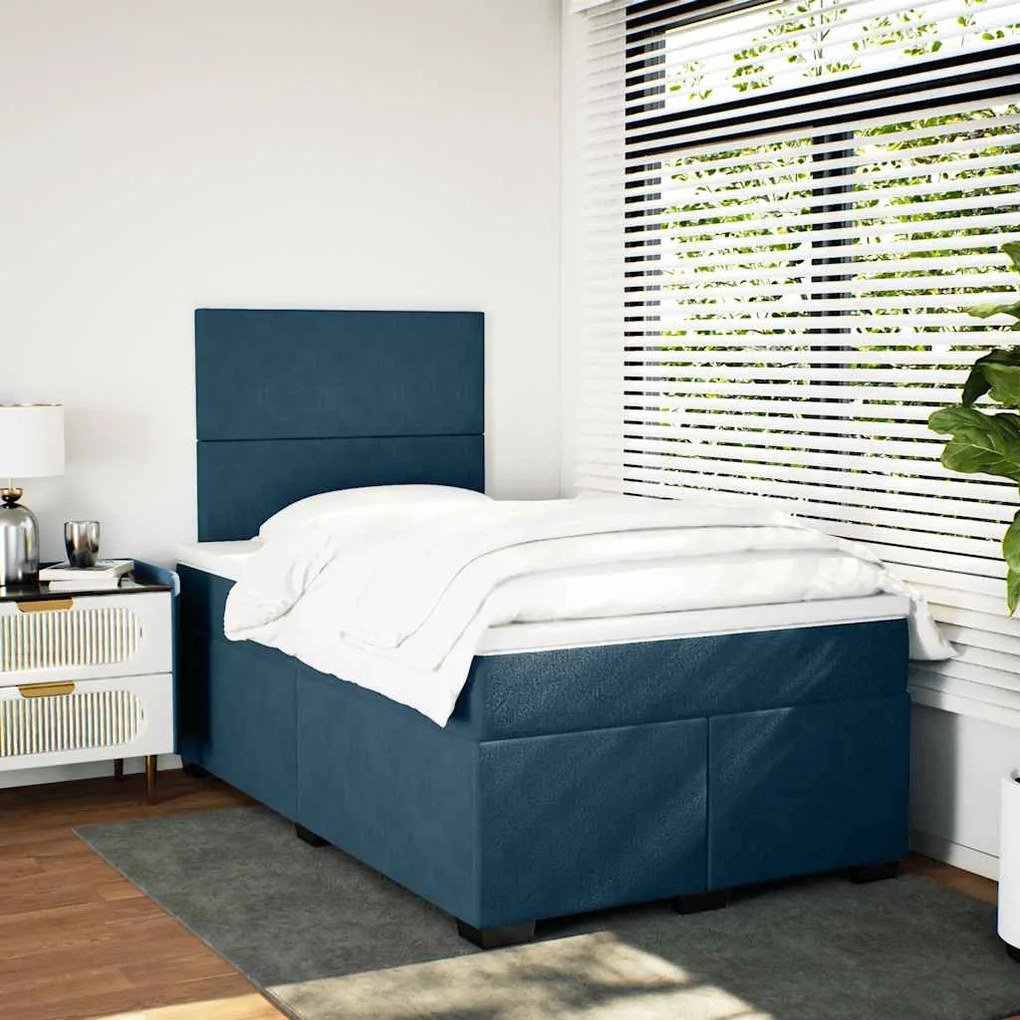 Box spring postel s matrací modrá 120 x 190 cm samet 3293156