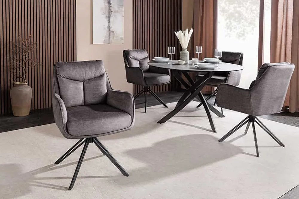 Designová otočná židle Brock šedý samet