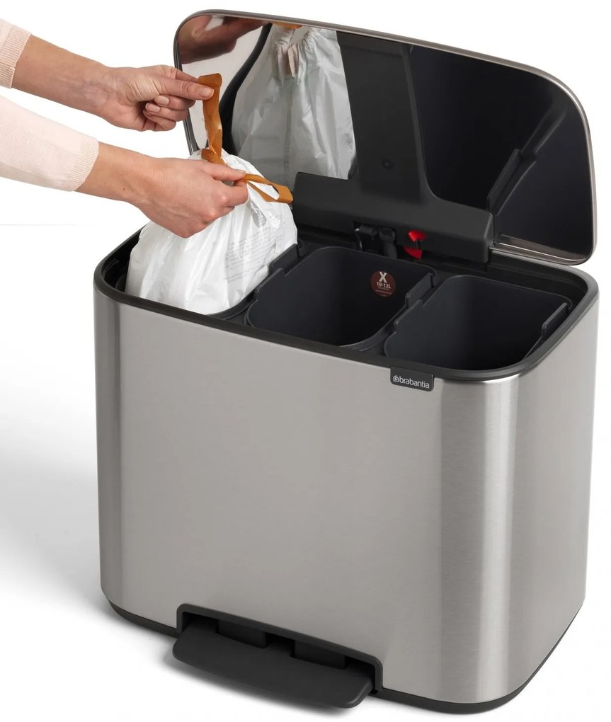 Brabantia BO pedálový koš 3x11L matná ocel otiskuvzdorná