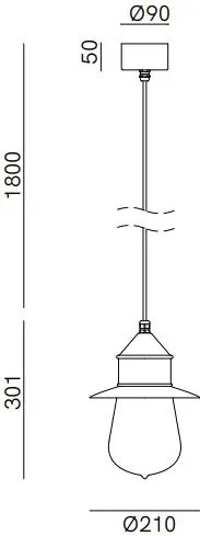 Il Fanale Drop, závěsné svítidlo, 1xE27 max 15W, staromosaz, prům. 21cm, IP55