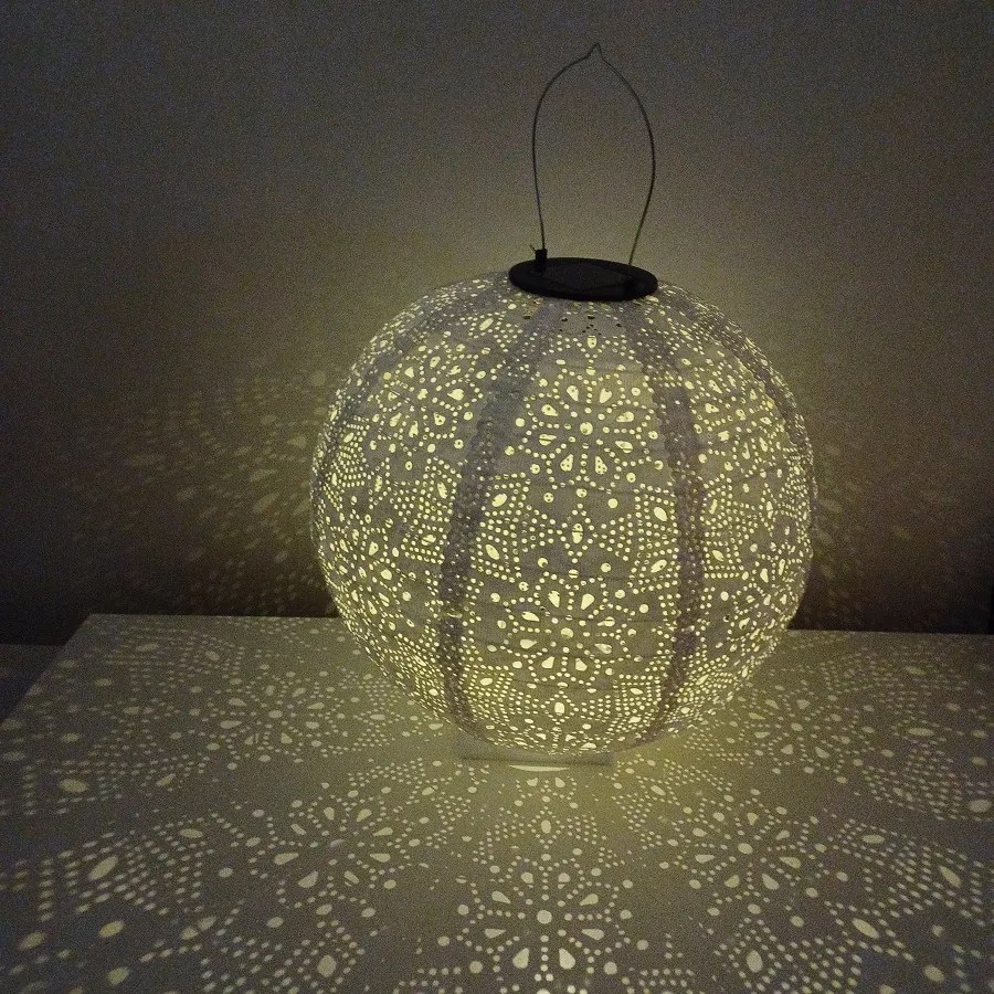 Solární lampion, 30 cm, teple bílá, bílá