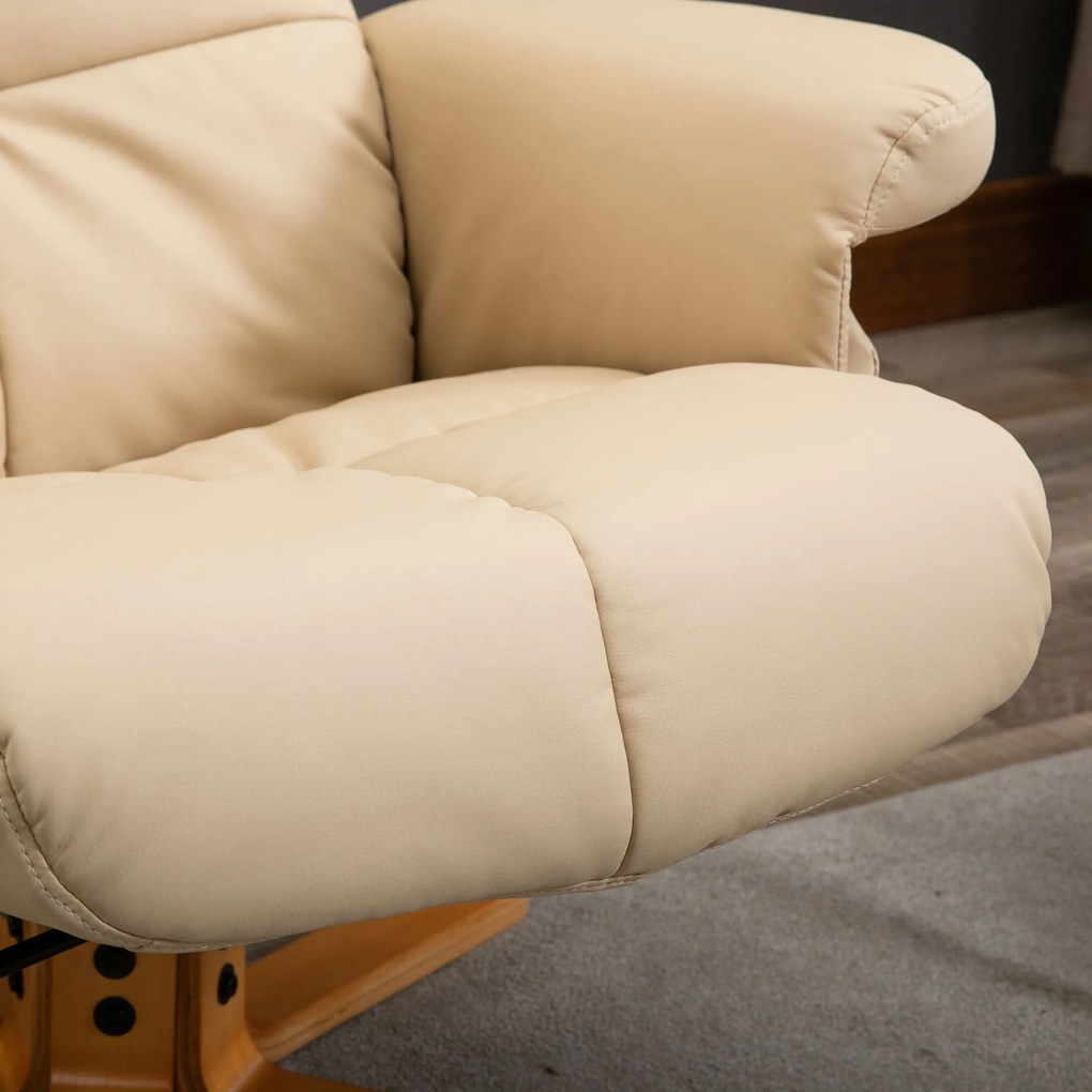 HOMCOM polohovací masážní křeslo s podnožkou úložný prostor polohovací funkce TV křeslo s masážní funkcí TV křeslo 145° náklon polyester krémová bílá…
