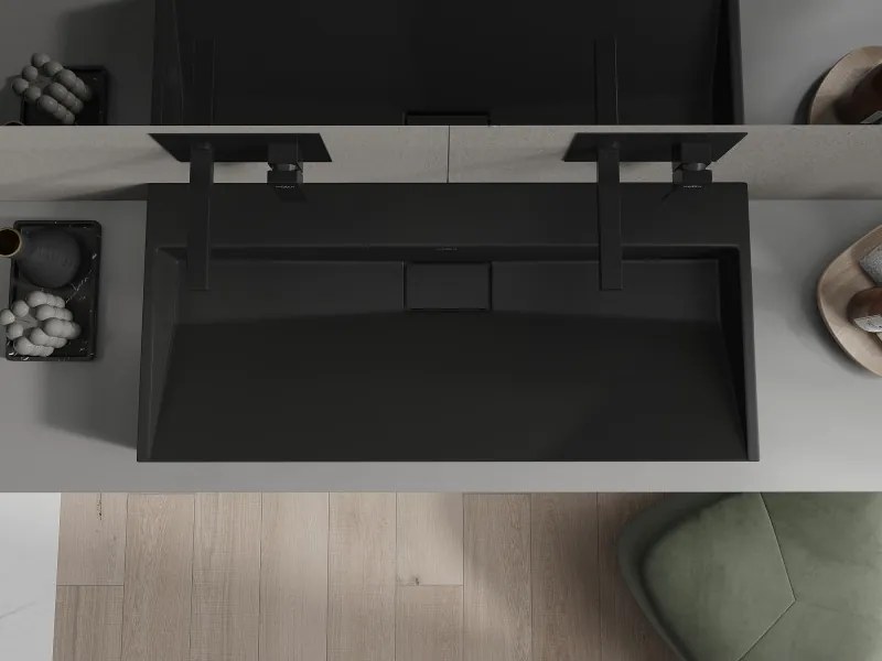 Mexen Ava, umyvadlo na desku z konglomerátu B/O 100 x 46 cm, černá matná, 23011070