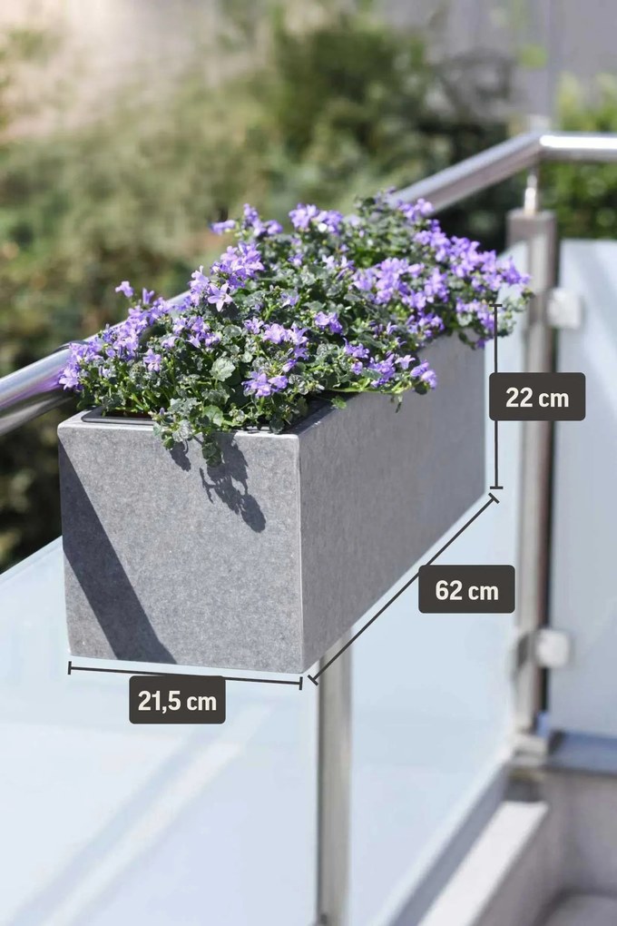 Balkónový truhlík BENNO, vláknocement, šířka 62 cm, šedý