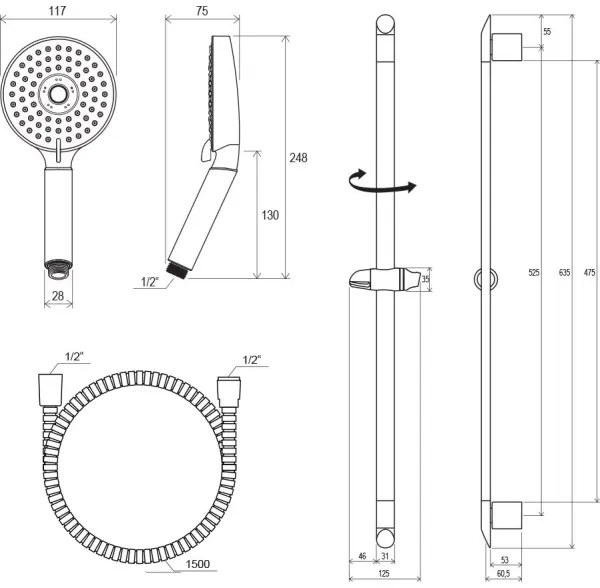Ravak X07P177 - Sprchová sada lesklý chrom