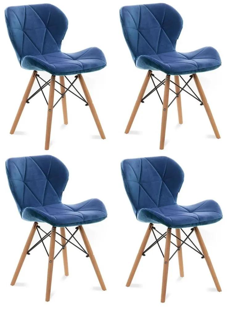 Konsimo Sp. z o.o. Sp. k. SADA 4x Jídelní židle TRIGO 74x48 cm tmavě modrá/buk KO0149