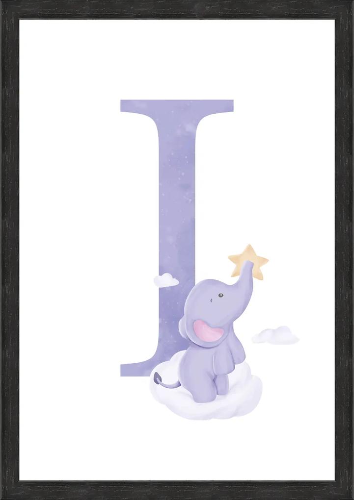 Abeceda písmena se slonem - Obraz, Plakát Velikost: A3 - 29,7x42 cm, Volba rámu: bez rámu, Písmeno: J