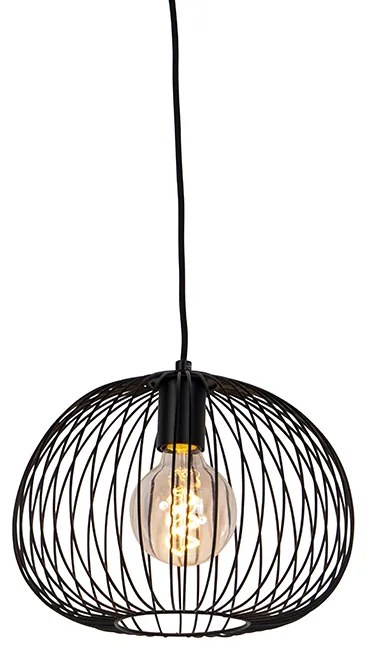 Sada 5 designových závěsných lamp černá - Dráty