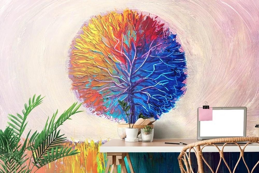 Tapeta barevný akvarelový strom - 150x100 cm