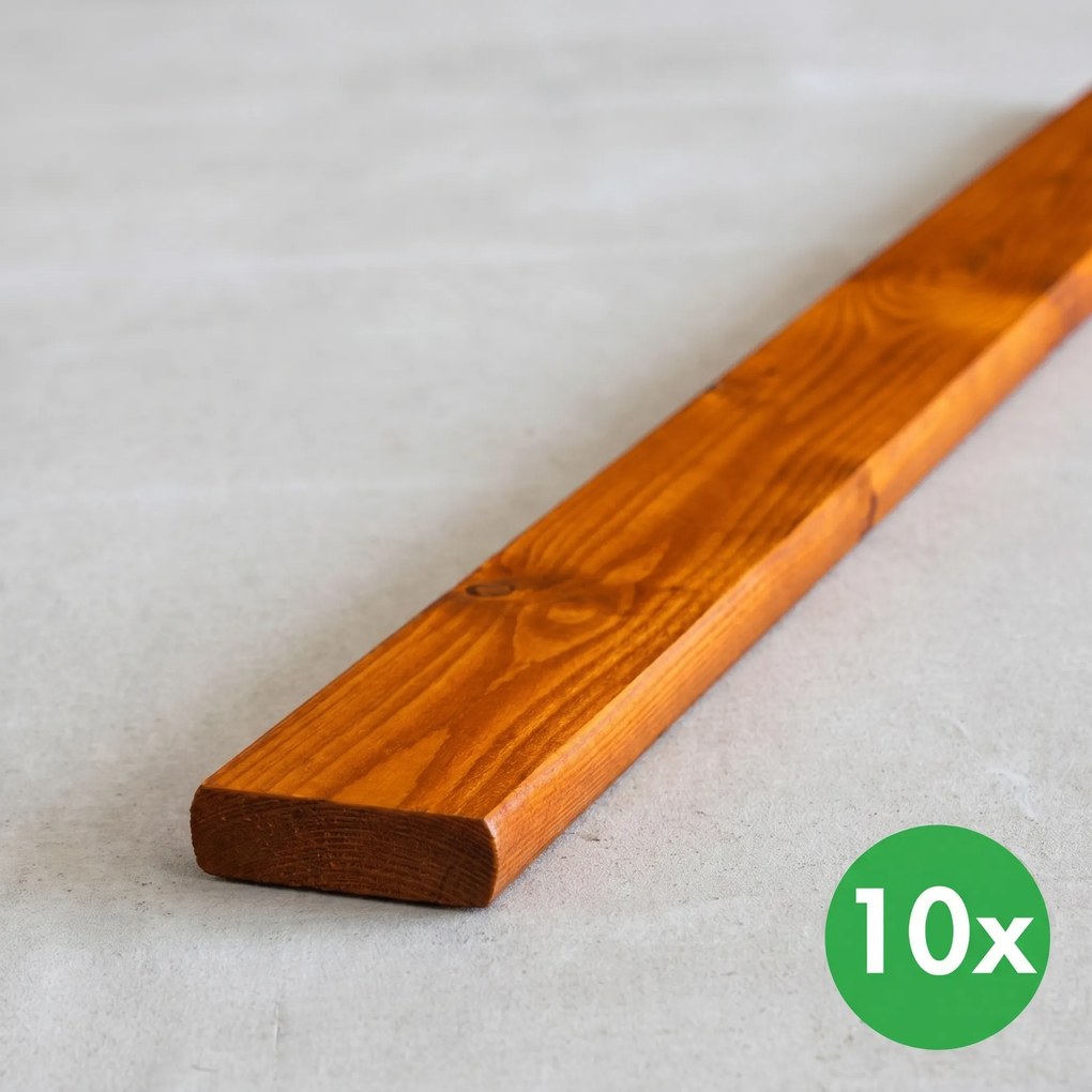 Plotovky, rovné, tmavá lazura, balení 10 ks, 20 x 95 x 1500 mm