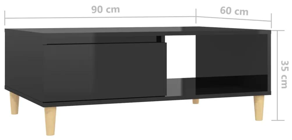Konferenční stolek černý vysoký lesk 90x60x35 cm dřevotříska - Default Title