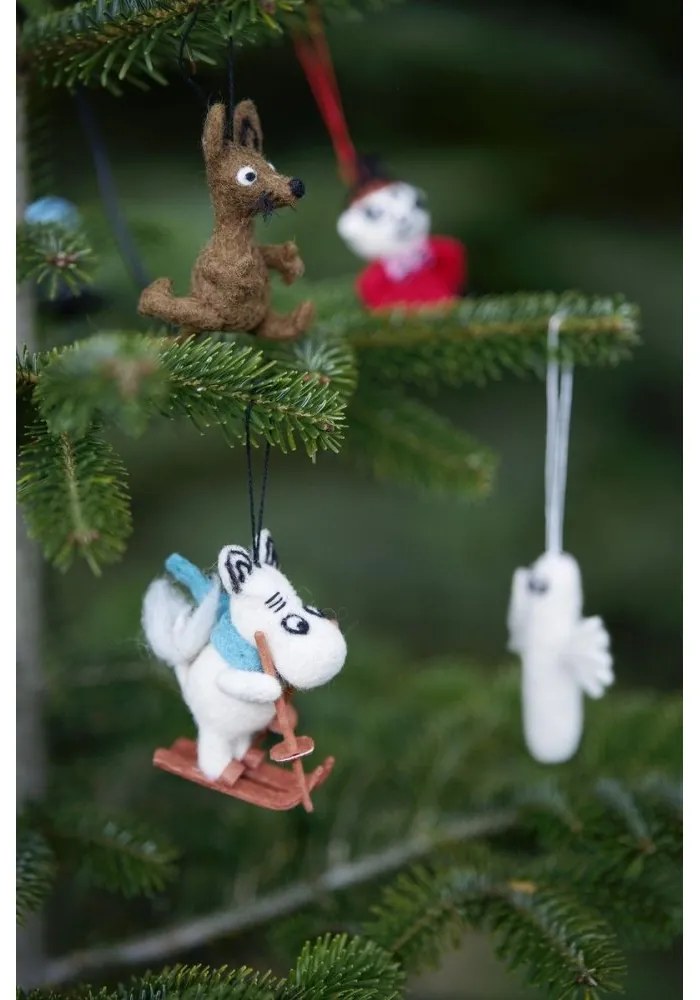 Plstěná dekorace Moomin on skiis, Klippan Švédsko