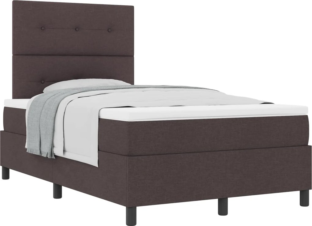 Postel s boxspringem s čelo Tmavě hnědá 120 x 200 cm textil 3339381