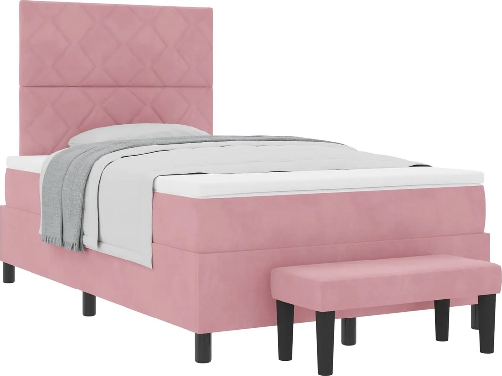 Postel s boxspringem s čelo Růžová 190 x 120 cm samet 3344569