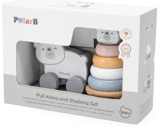 Dřevěný tahací medvídek s pyramidou Viga 44227 PolarB