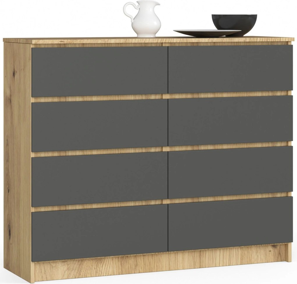 Komoda K120 8SZ dub artisan/grafitová šedá