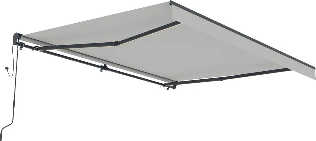 Elektrická markýza s LED osvětlením BestBerg BBSU-EL395LG / 395 x 300 cm / světle šedá