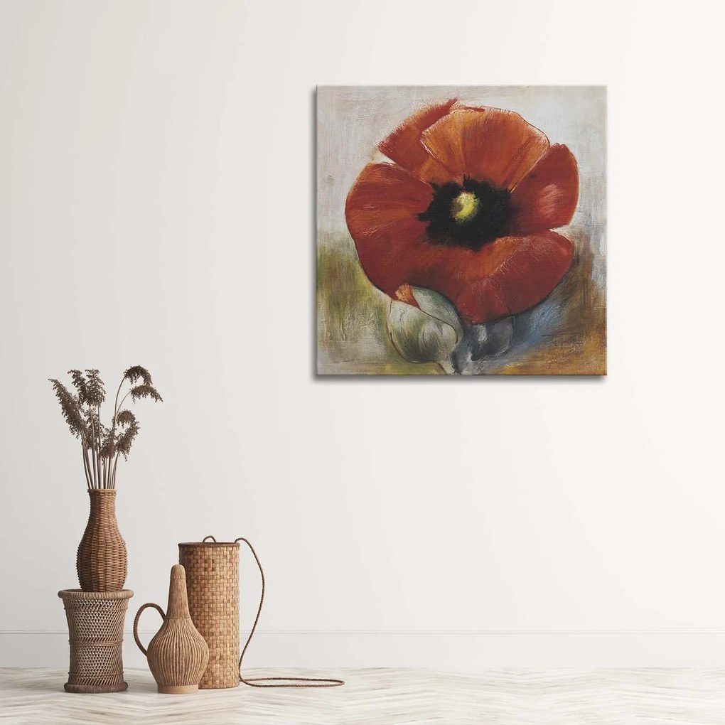 Gario Obraz na plátně Jako ručně malovaný mák a pupen Rozměry: 30 x 30 cm