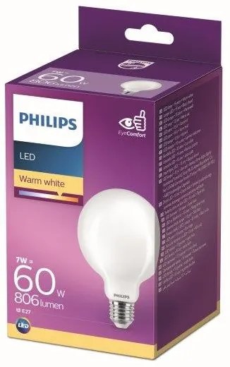 Philips ND7-60W-G93-WW Skleněná žárovka Philips Classic LED GLOBE E27 7W