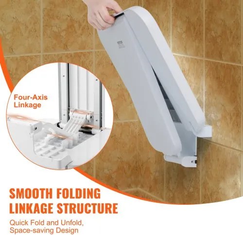 skládací ABS sprchové sedátko 39,9 × 42,4 cm nástěnná sprchová lavice 199,6 kg
