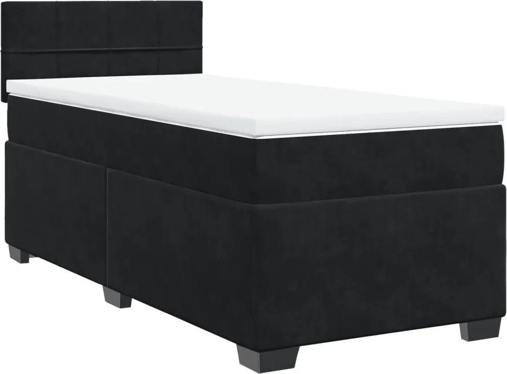 Box spring postel s matrací černá 90x200 cm samet 3288524