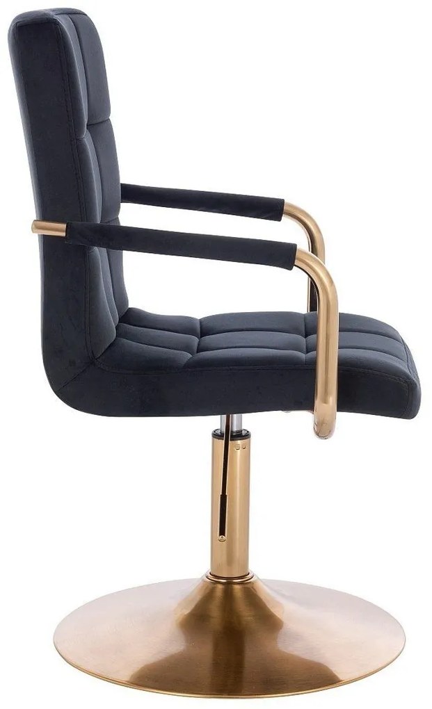 LuxuryForm DESIGN Otočná židle VERONA GOLD VELUR na zlatém talíři - černá
