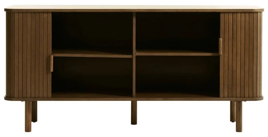 Hnědá nízká komoda v dekoru dubu s posuvnými dveřmi 76x160 cm Cavo – Unique Furniture