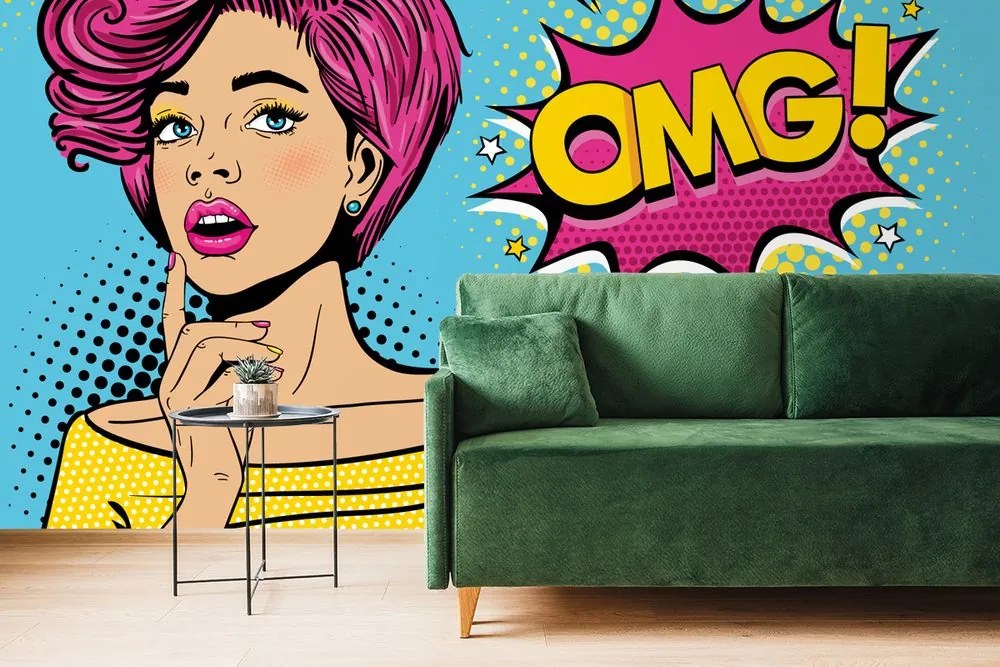 Tapeta dáma v pop art stylu - OMG!