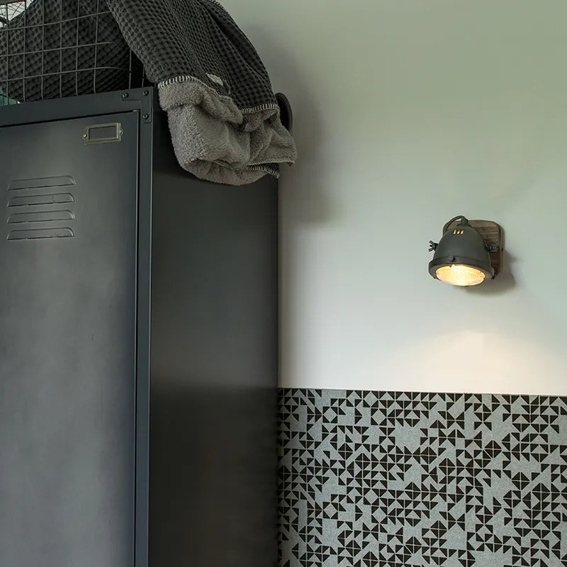Chytré bodové svítidlo ocel s dřevem vč. WiFi GU10 nastavitelné - Emado