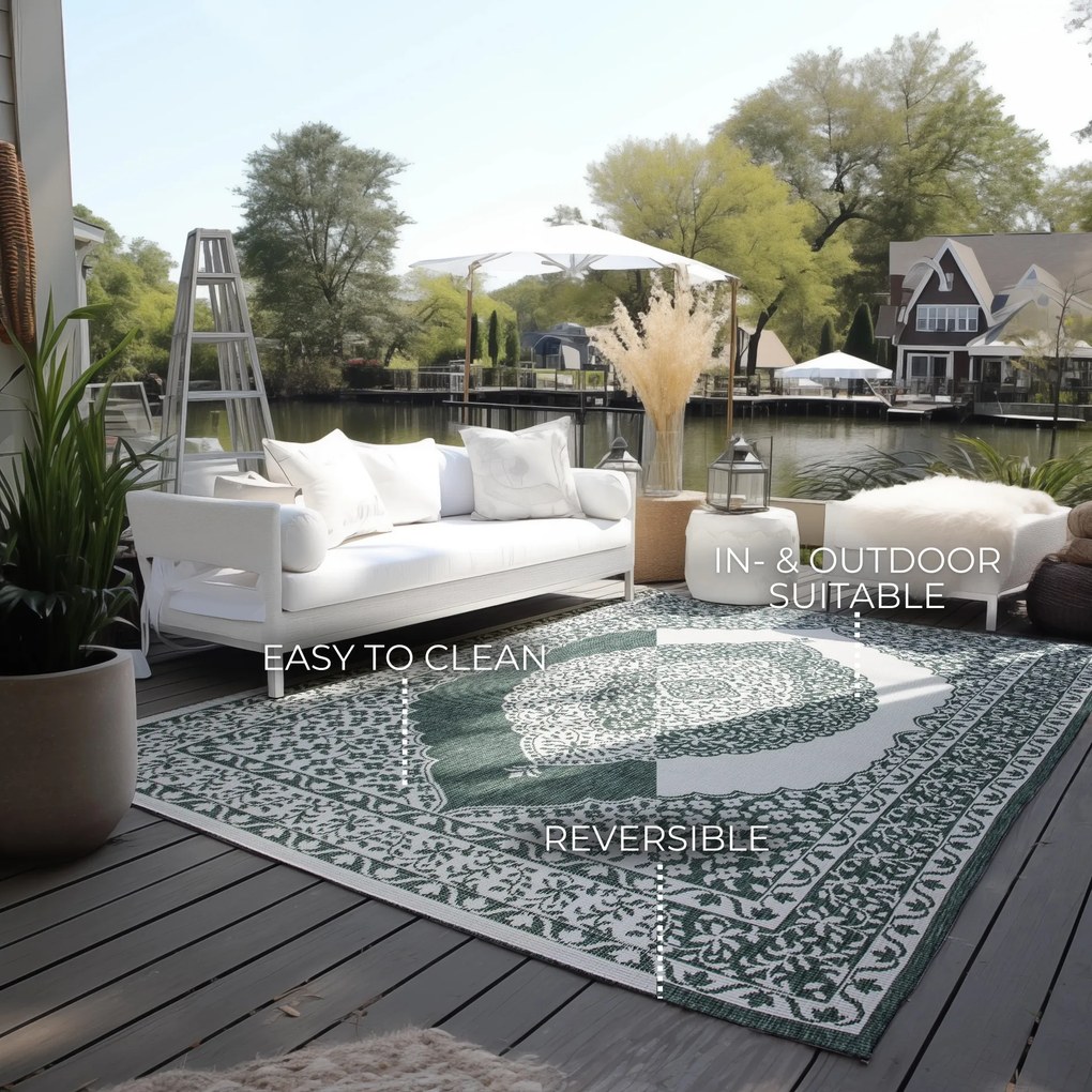 ELLE Decoration, Kusový koberec Gemini 106025 Green z kolekce Elle – na ven i na doma, 120x170, zelená, chodba / předsíň