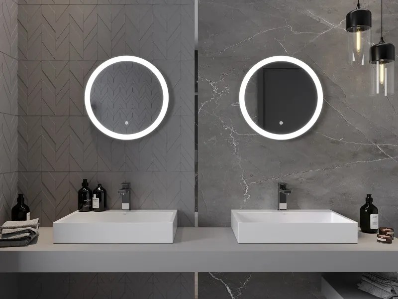 Mexen Oro, kulaté LED podsvícené koupelnové zrcadlo 50 cm, 6000K, topná podložka proti zamlžování, 9824-050-050-611-00