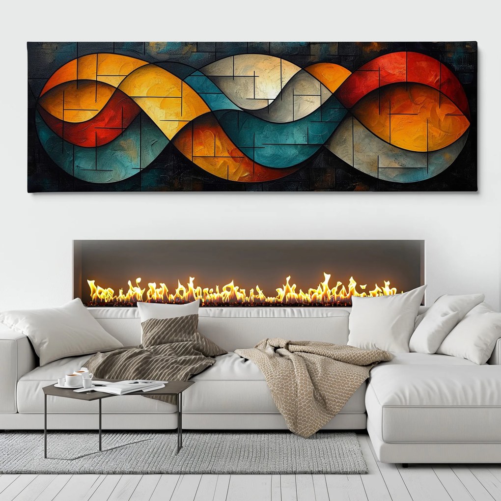 Obraz na plátně - Melodie Geometrie FeelHappy.cz Velikost obrazu: 120 x 40 cm