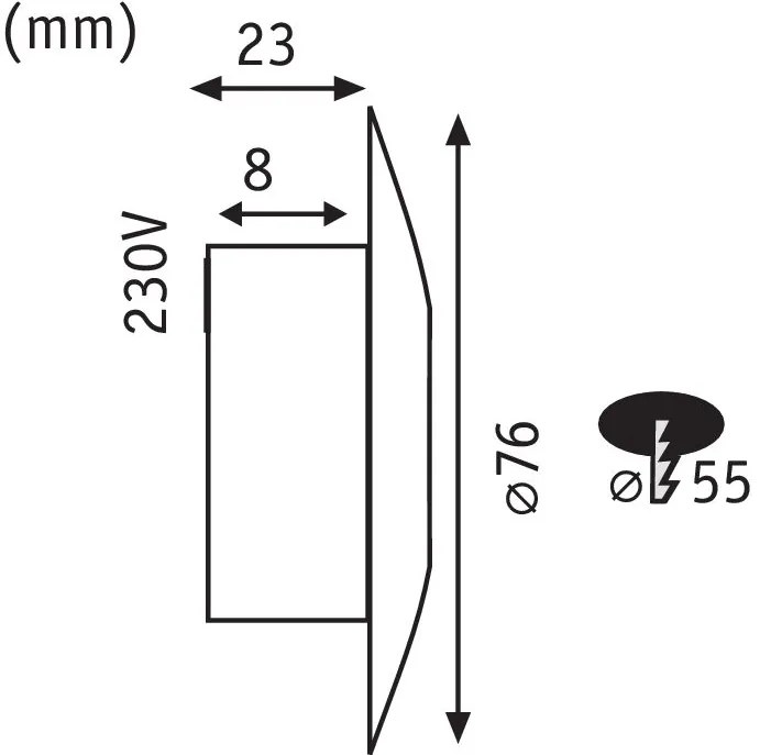 Paulmann 93741 Special Line IP65 Downlight Basic, zápustné svítidlo do krabice KU68, 1x1,4W LED, 4000K, prům. 7,6cm