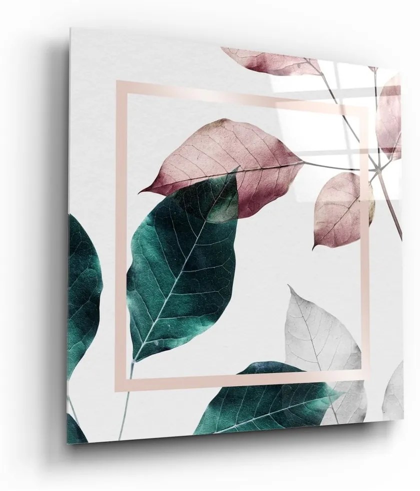 Skleněný obraz Insigne Skandinavian Style Leaves, 60 x 60 cm