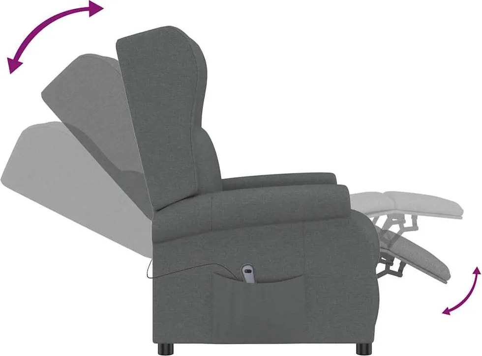 Elektrické polohovací křeslo ušák tmavě šedé textil 3098320