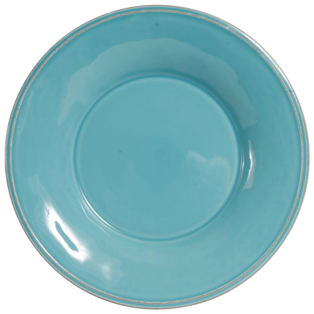 CÔTÉ TABLE Polévkový talíř Constance Turquoise, modrá barva, keramika