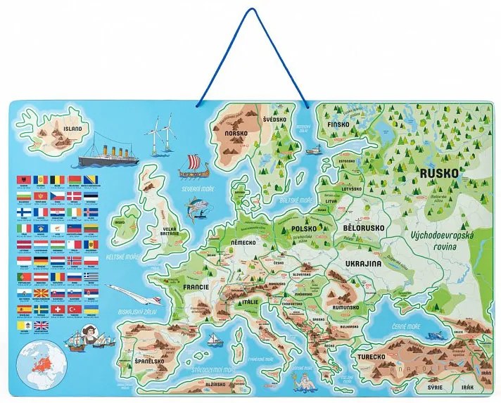 Magnetická mapa Evropy - společenská hra  3 v 1