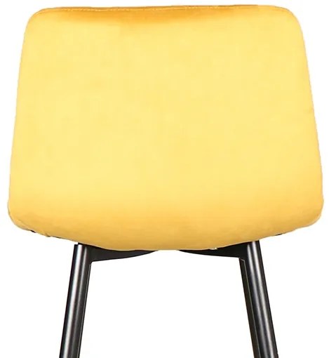 Hořčicová barová židle MILA VELVET s černými nohami