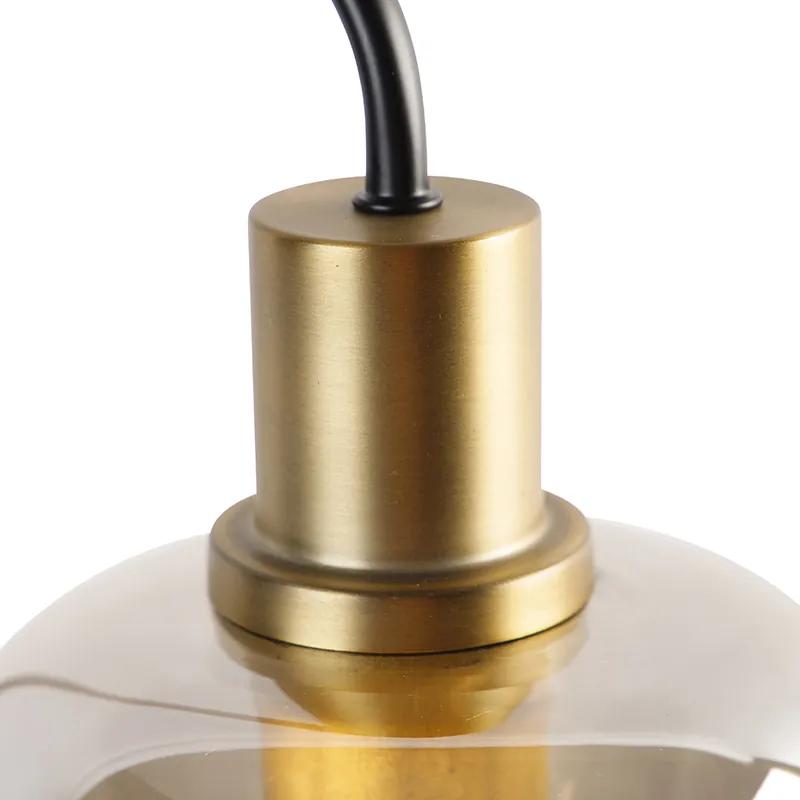 Designová stolní lampa černá se zlatem a kouřovým sklem - Zuzanna